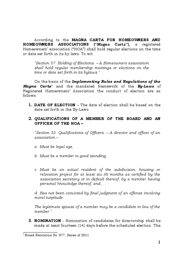 Guidelines On Hoa Elections | PDF | By Law | Proxy Voting