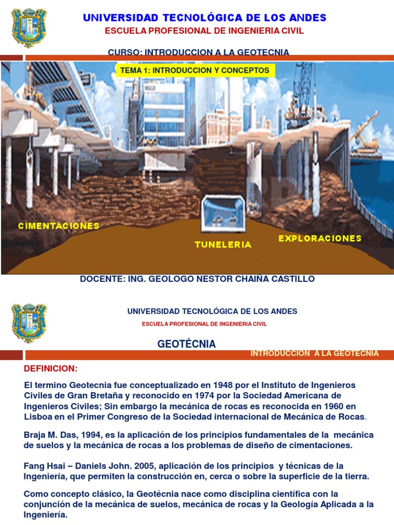 I. Geotecnia Tema 1 (Introduccion y Conceptos) | PDF | Roca (geología) | Ingeniería