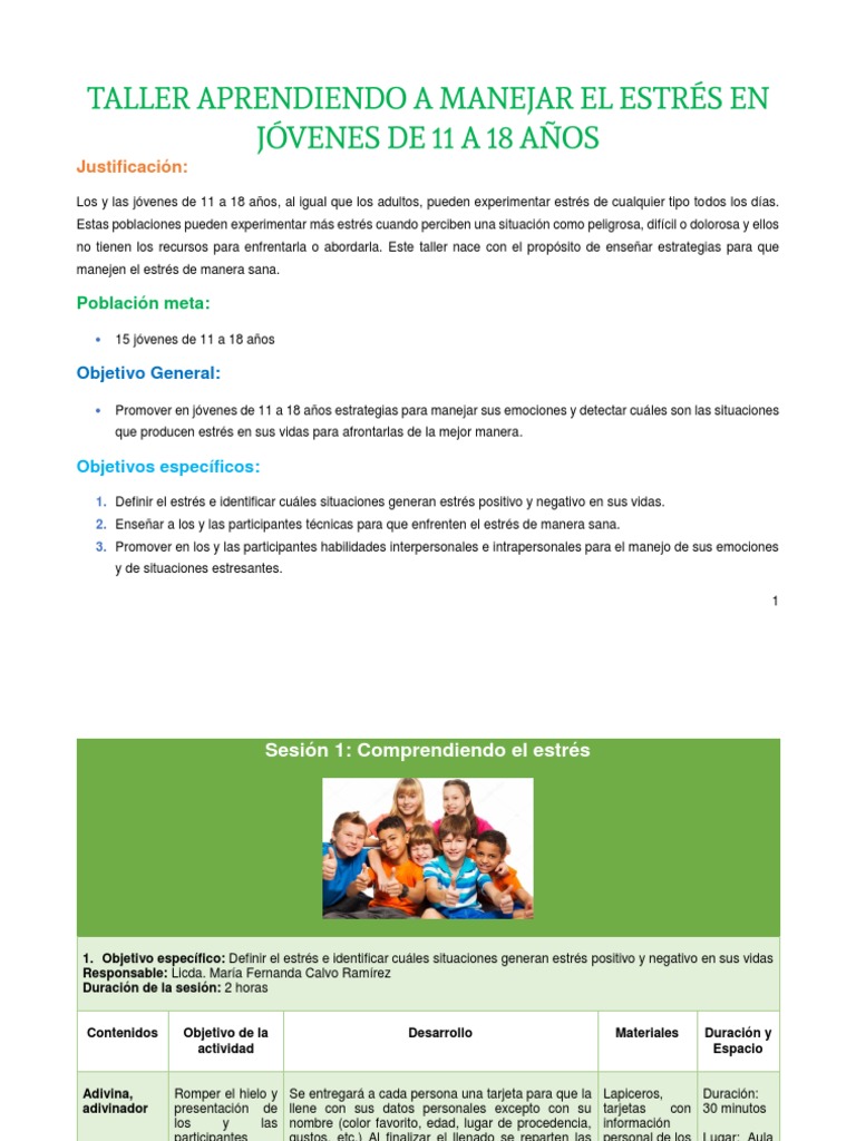 Taller Manejo Del Estrés en Adolescentes | PDF | Estrés (biología) | Ira