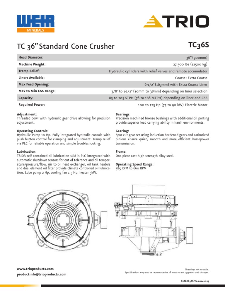 TC 36" Standard Cone Crusher | PDF | Machines | Manufactured Goods