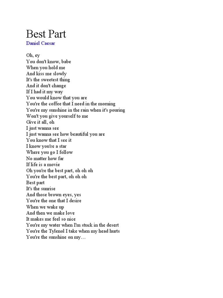 BEst PArt Lyrics | PDF
