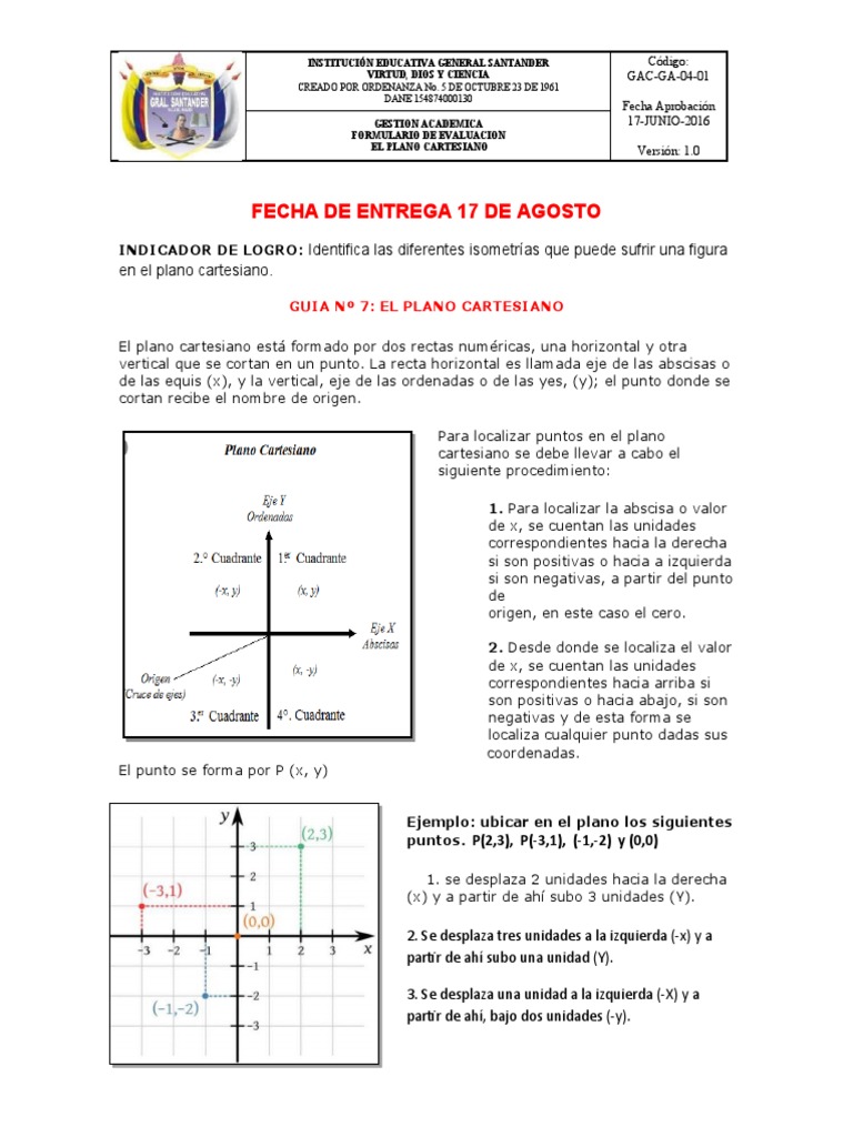 Guia Nº7 Septimo Plano Cartesiano | PDF | Sistema de coordenadas ... Guia Nº7 Septimo Plano Cartesiano | PDF | Sistema de coordenadas ...