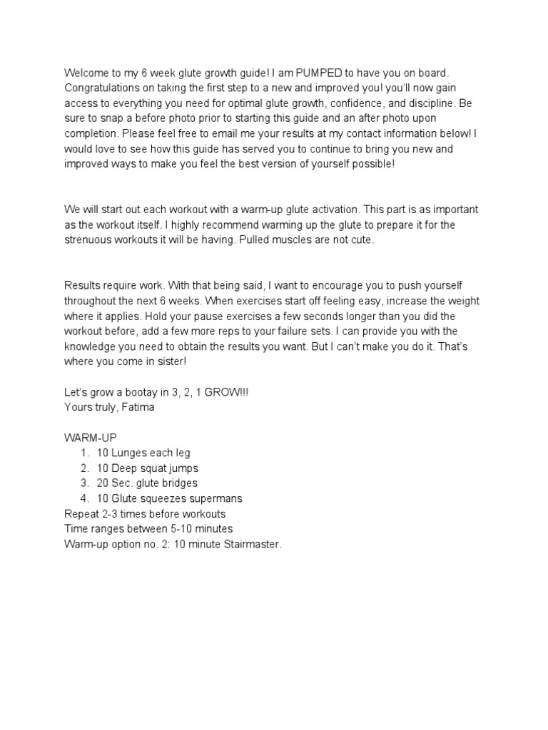 6-Week Glute Growth Program Guide | PDF | Kettlebell | Weight Training