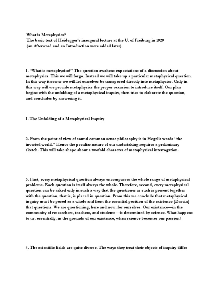 Martin - Heidegger.What Is Metaphysics | PDF | Metaphysics | Nothing