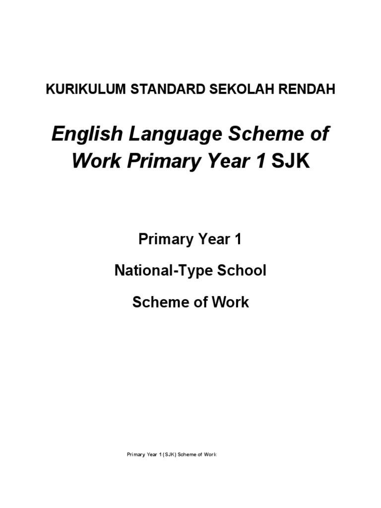 Year 1 SJK Scheme of Work | PDF | Teachers | Curriculum