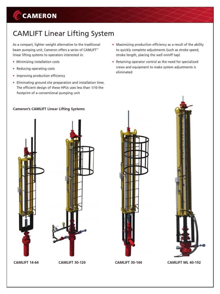 Cameron's CAMLIFT Linear Lifting Systems | PDF | Natural Gas | Petroleum