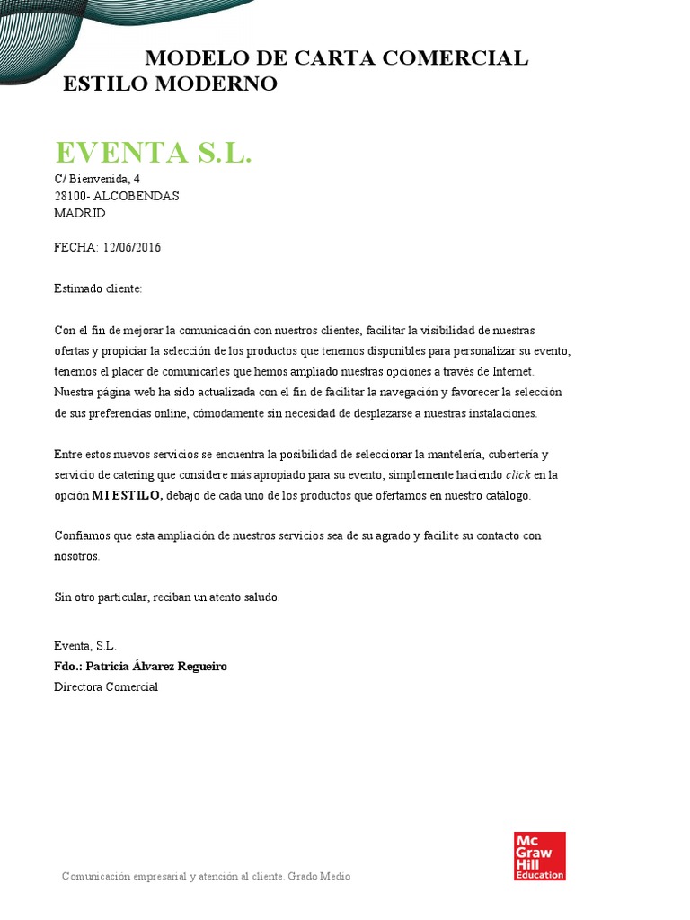 Modelo Carta Comercial Estilo Moderno Modificado (2) U4 | PDF