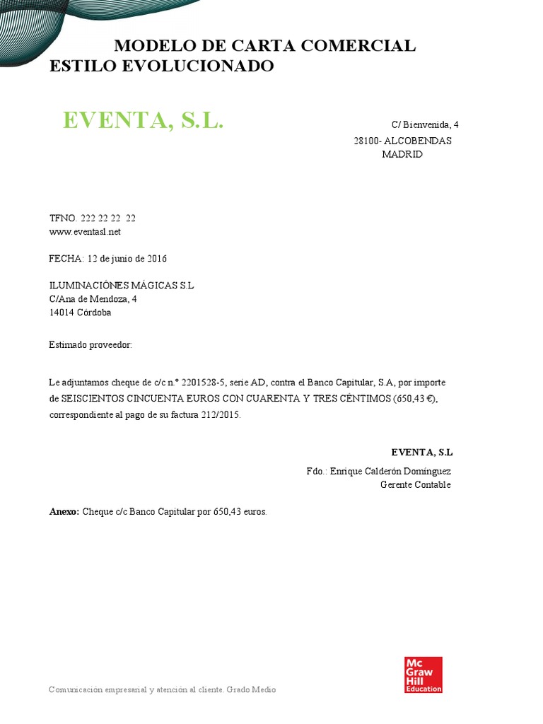 Modelo Carta Comercial Estilo Evolucionado U4 | PDF