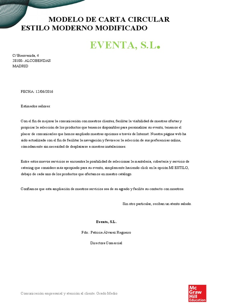 Modelo Carta Circular Estilo Moderno U4 | PDF