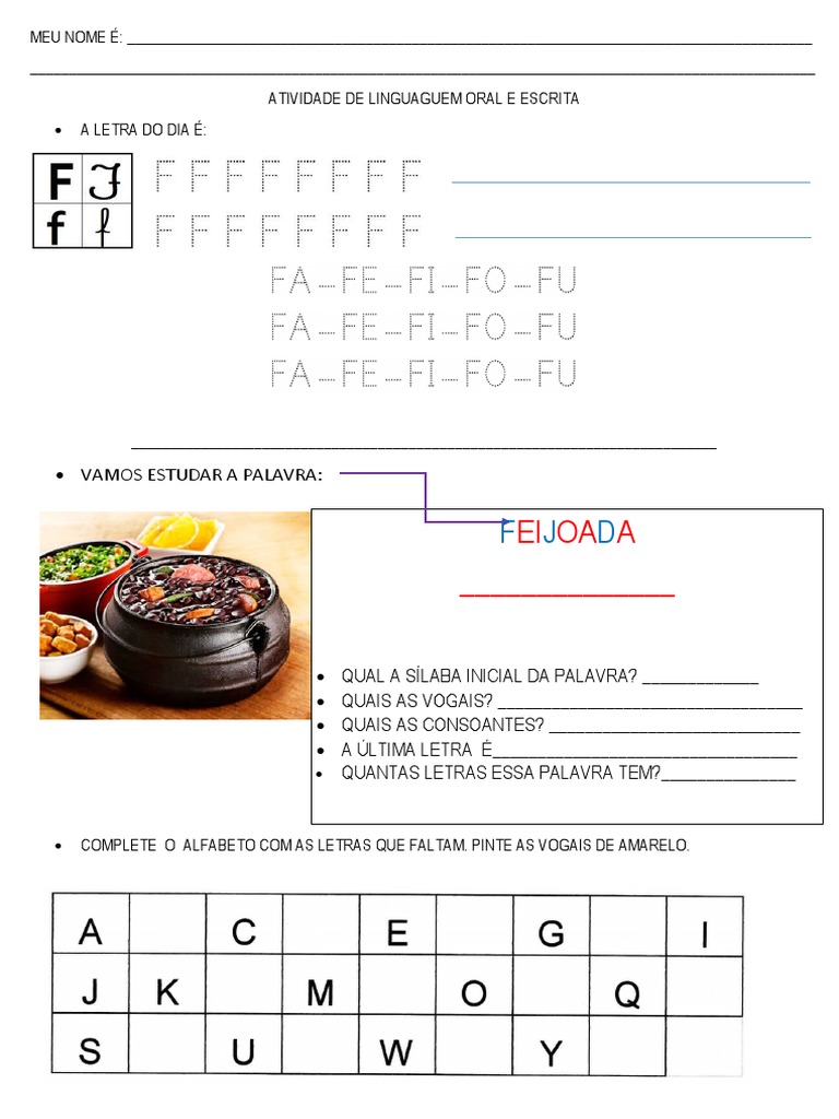 Ativ. Letra F Feijoada | PDF