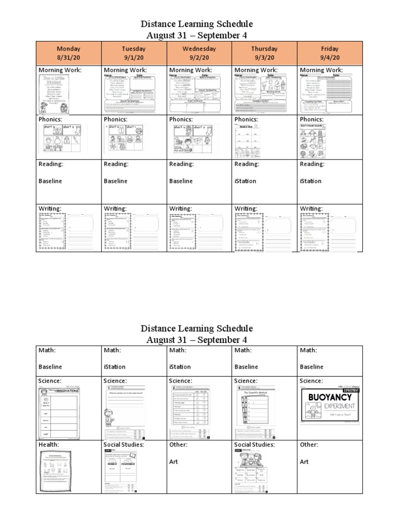 Distance Learning Schedule | PDF