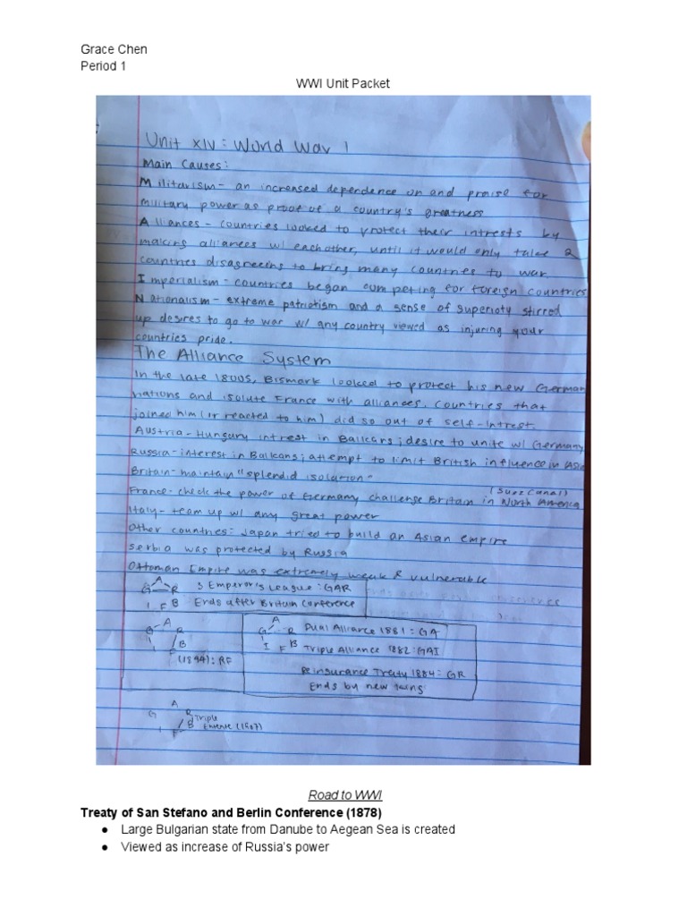 Grace Chen Period 1 WWI Unit Packet: Treaty of San Stefano and Berlin ...