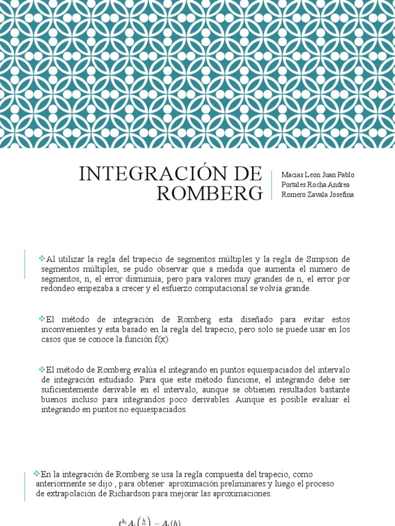 Integración de Romberg | PDF | Integral | Análisis matemático