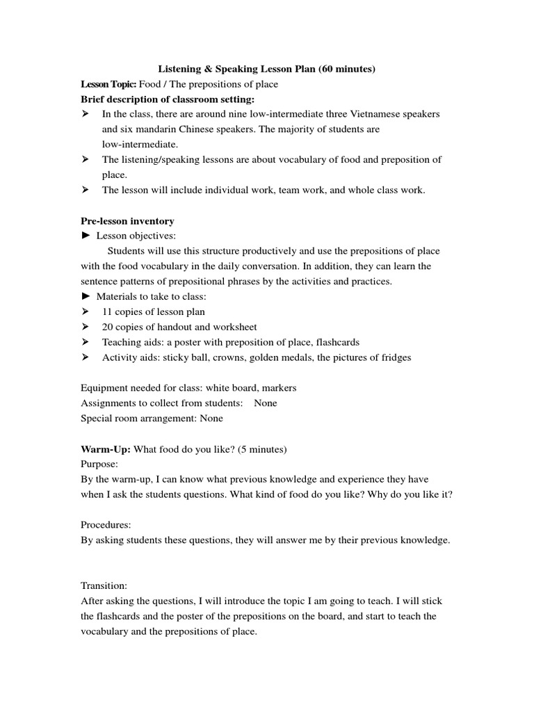 Ls Lesson Plan (Practicum) PDF | PDF | Lesson Plan | Vocabulary