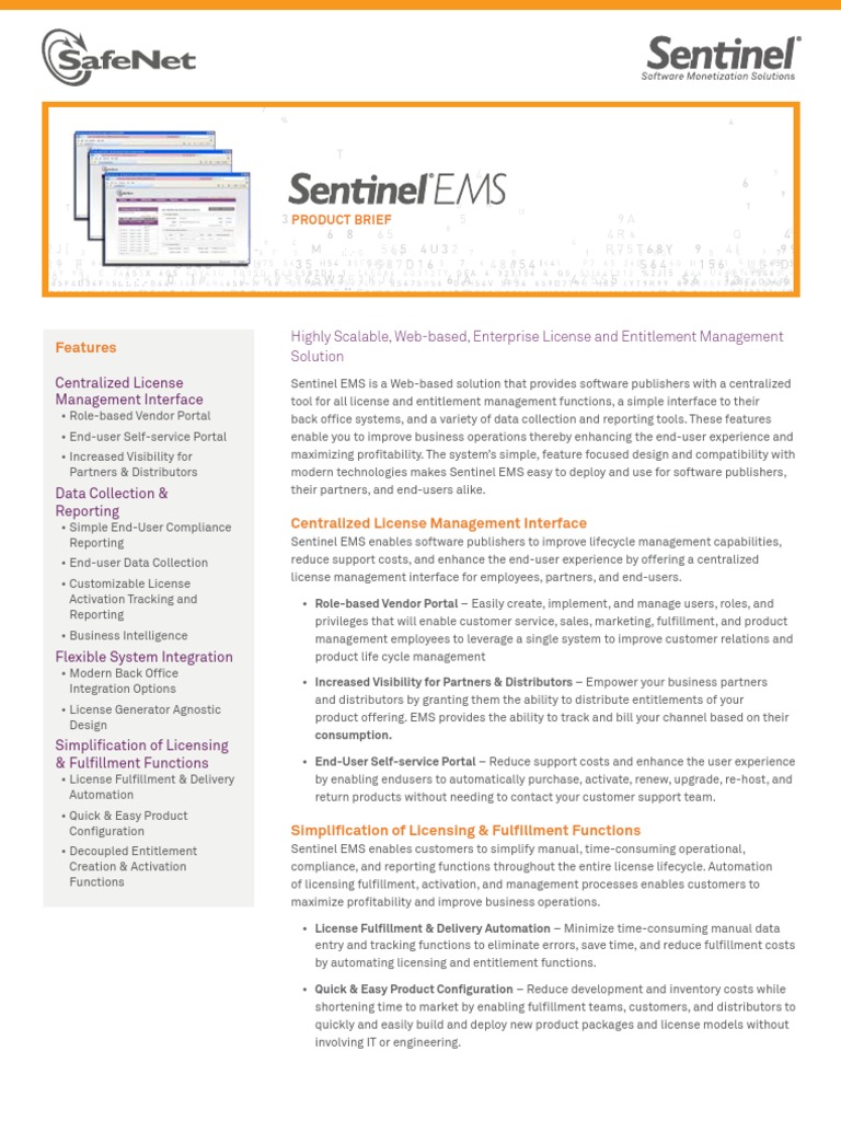 Sentinel EMS Product Brief | PDF | Software | Microsoft Windows