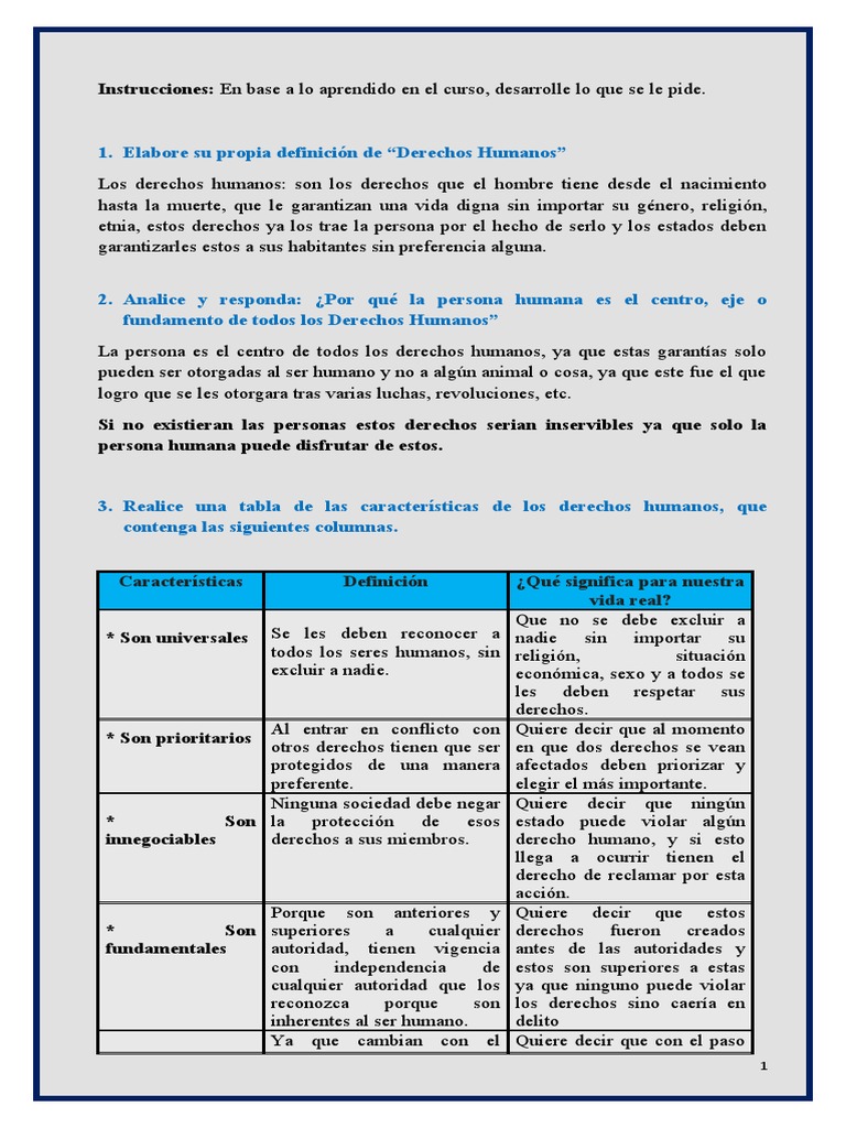 Hoja de Trabajo Derechos Humanos | PDF | Derechos humanos | Libertad