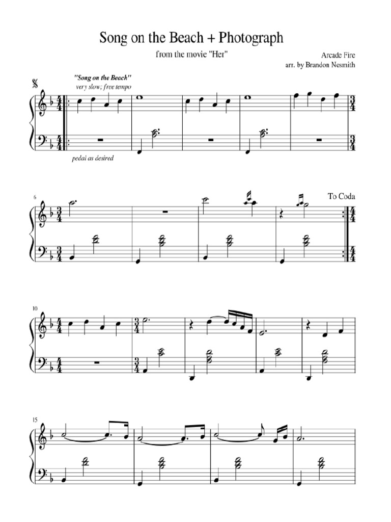 Song On The Beach + Photograph - Arcade Fire | PDF