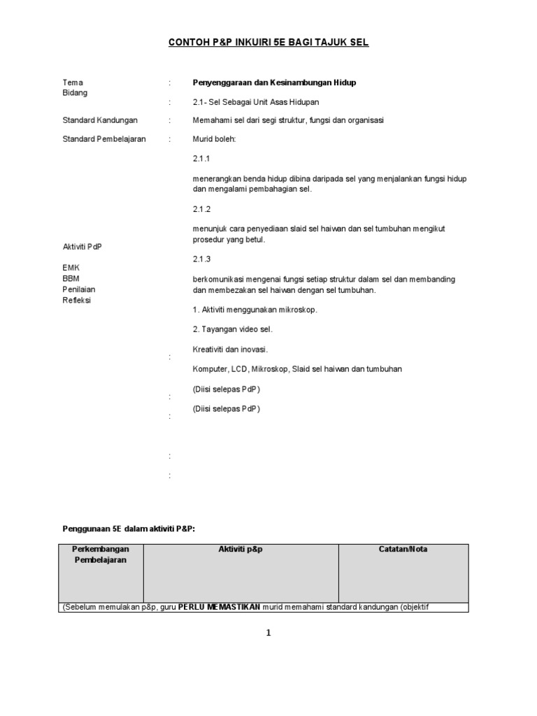 Contoh PDP Inkuiri 5E | PDF
