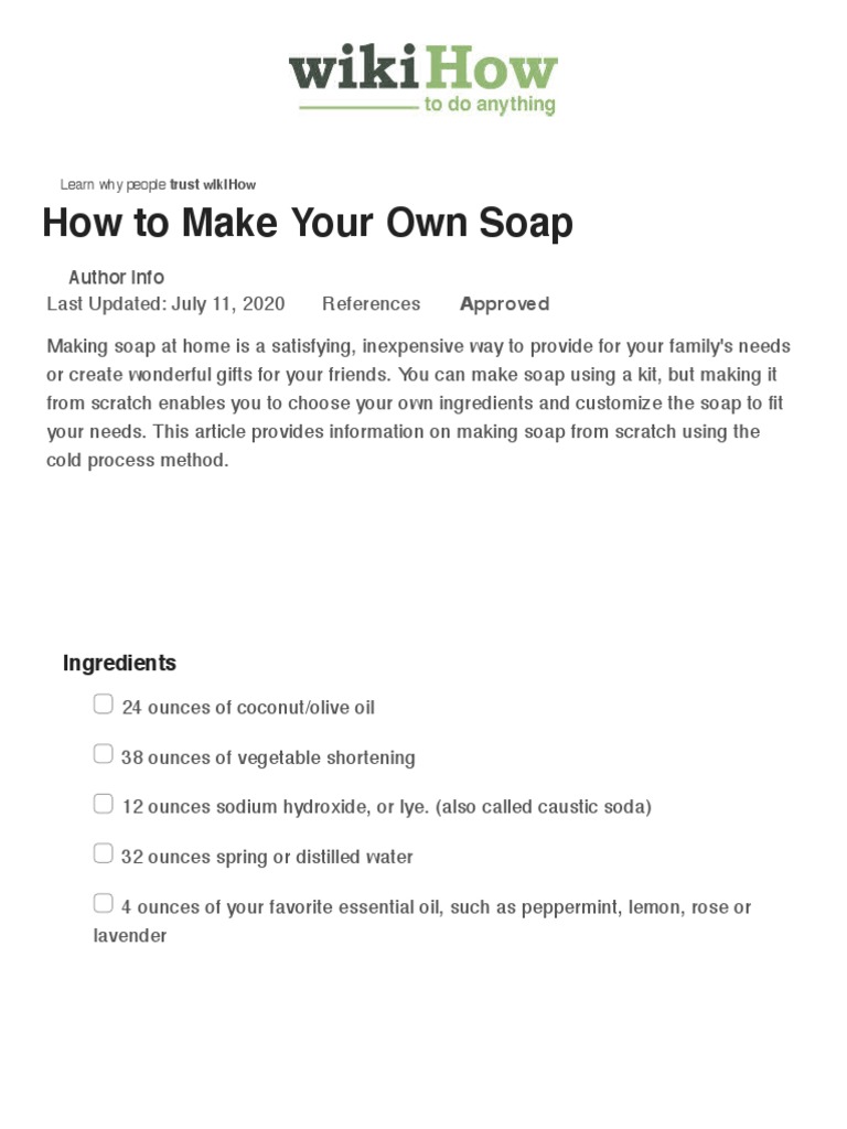 DIY Cold Process Soap Making Guide | PDF | Soap | Sodium Hydroxide