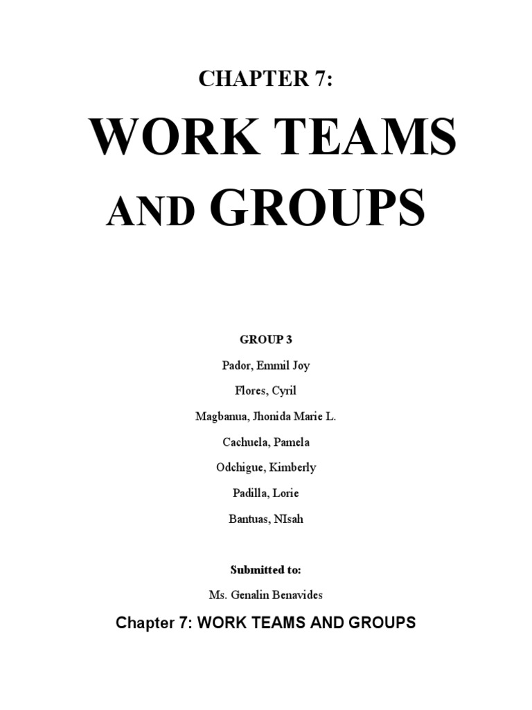 Chapter 7: Work Teams and Groups | PDF | Brainstorming | Human ...