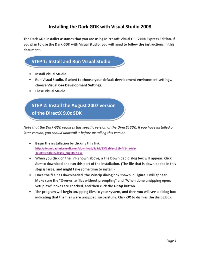 Dark GDK Setup for Visual Studio 2008 | PDF | Microsoft Visual Studio ...