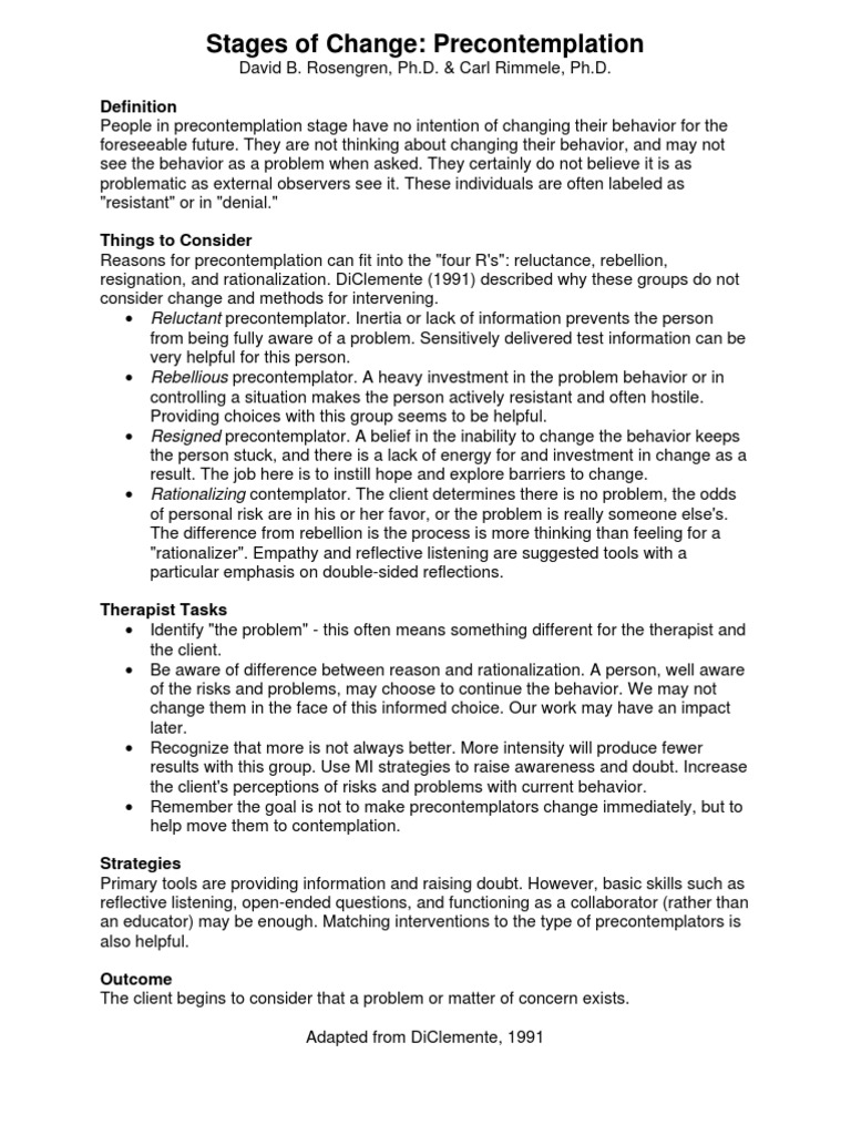 Stages of Change Model | PDF | Behavior | Psychotherapy