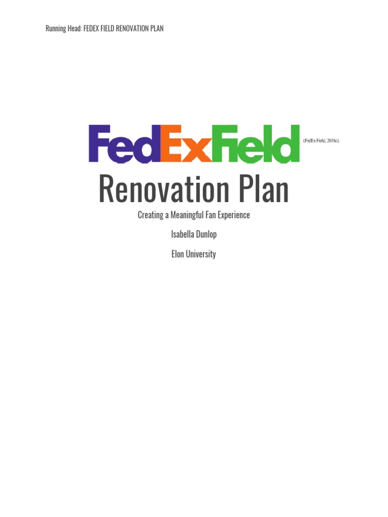Running Head: Fedex Field Renovation Plan | PDF | Sustainability | Business