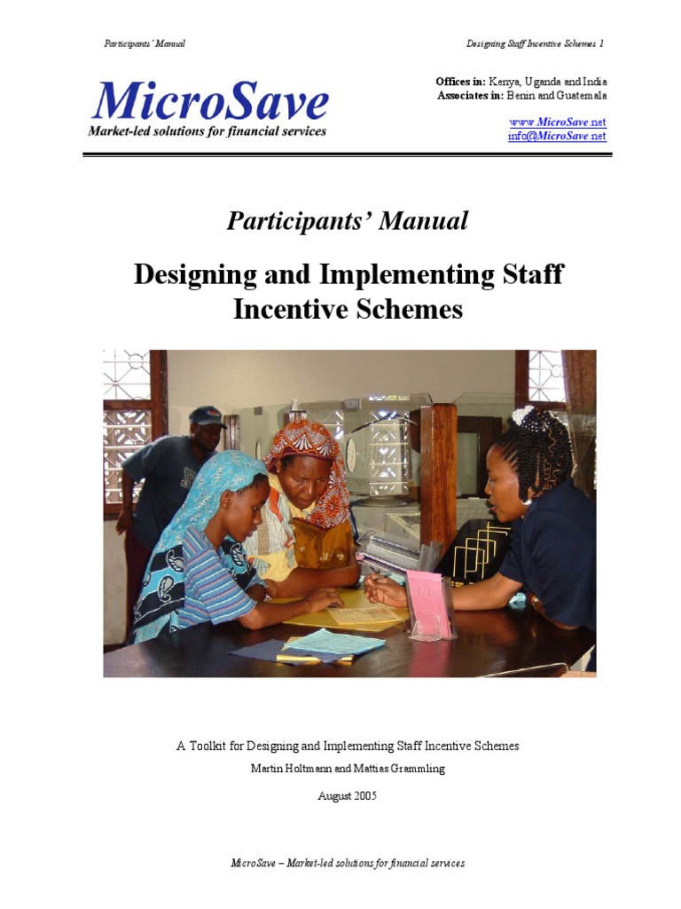 Staff Incentive Scheme Design Toolkit | PDF | Microfinance | Incentive