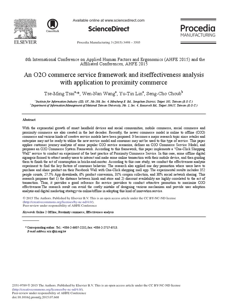 An O2O Commerce Service Framework and Itseffectiveness Analysis With ...