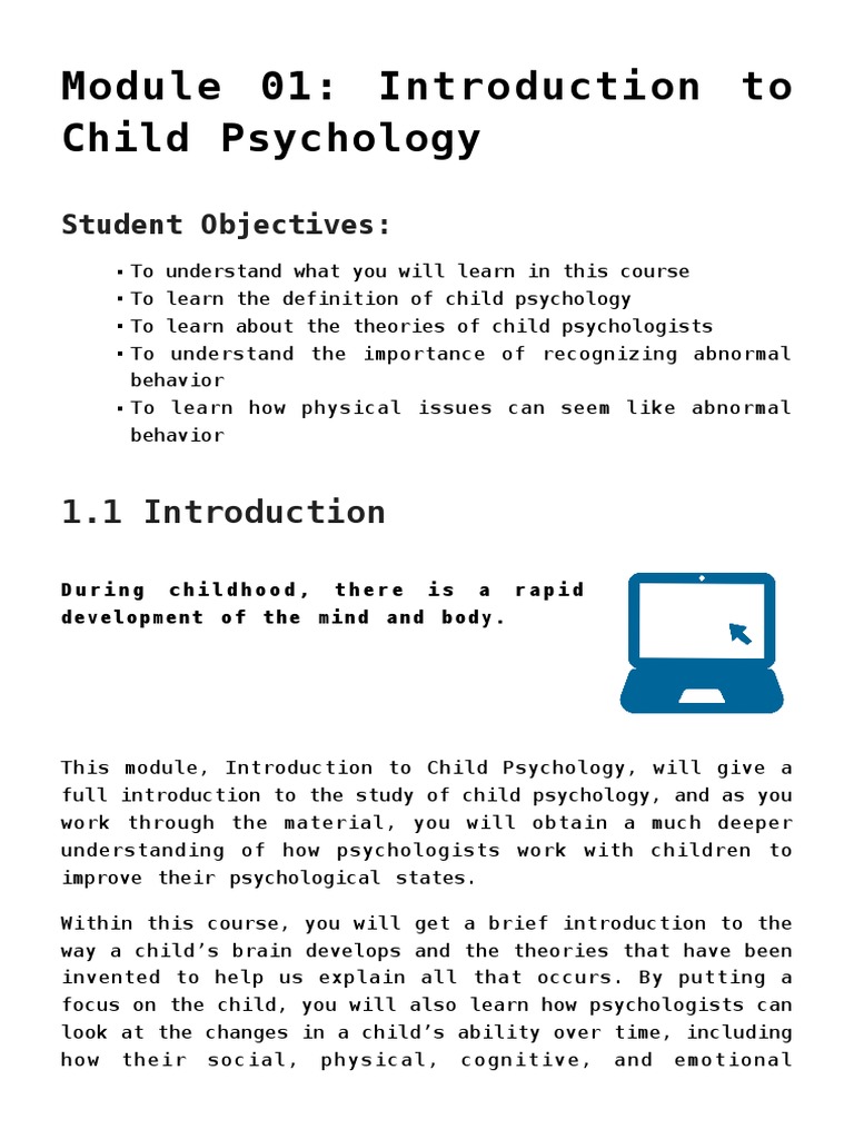 Intro To Child Psychology - Module 1 | PDF | Developmental Psychology ...