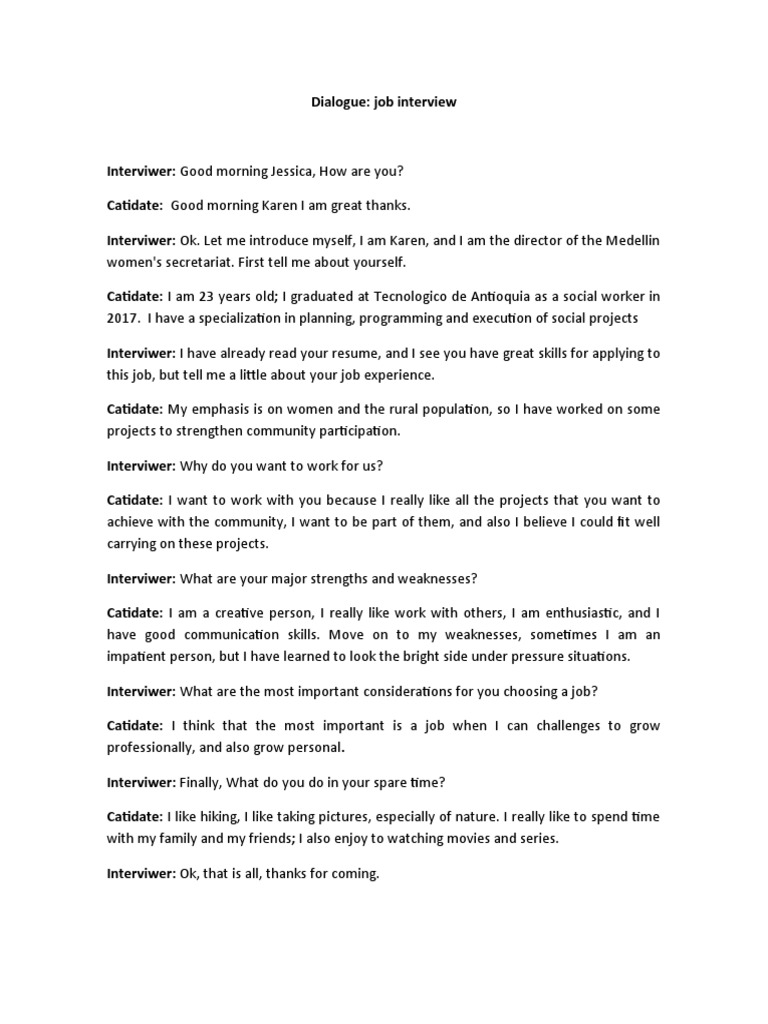 Dialogue, Job Interview | PDF