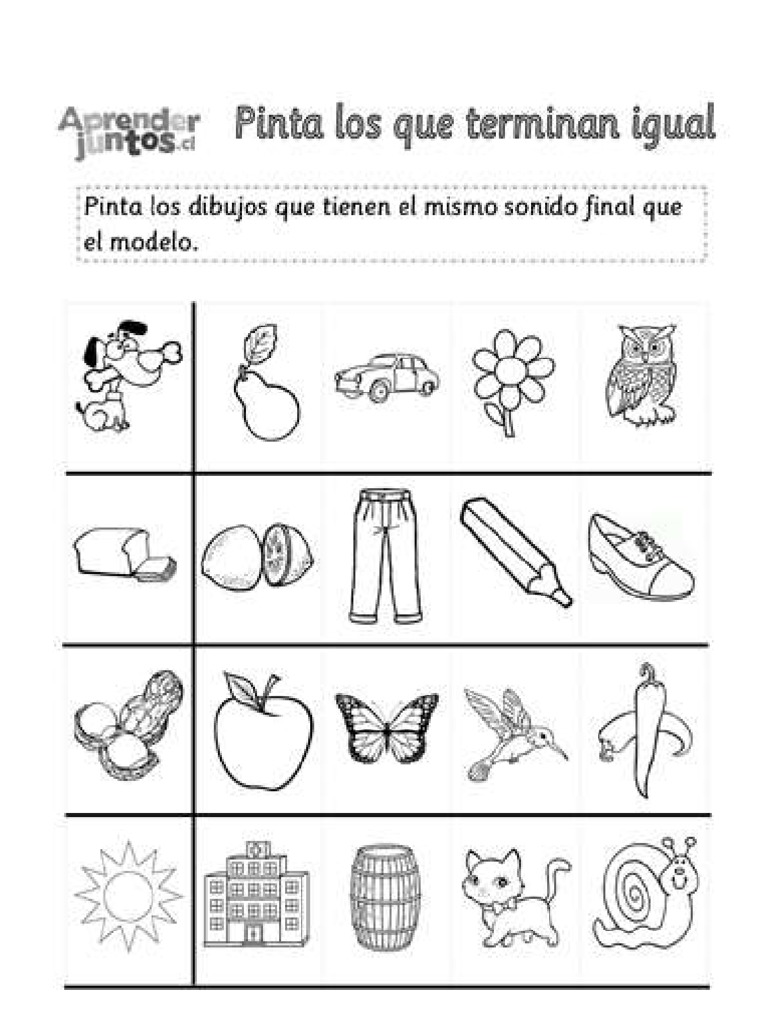 Hojas De Trabajo De Clasificación De Sonido Inicial