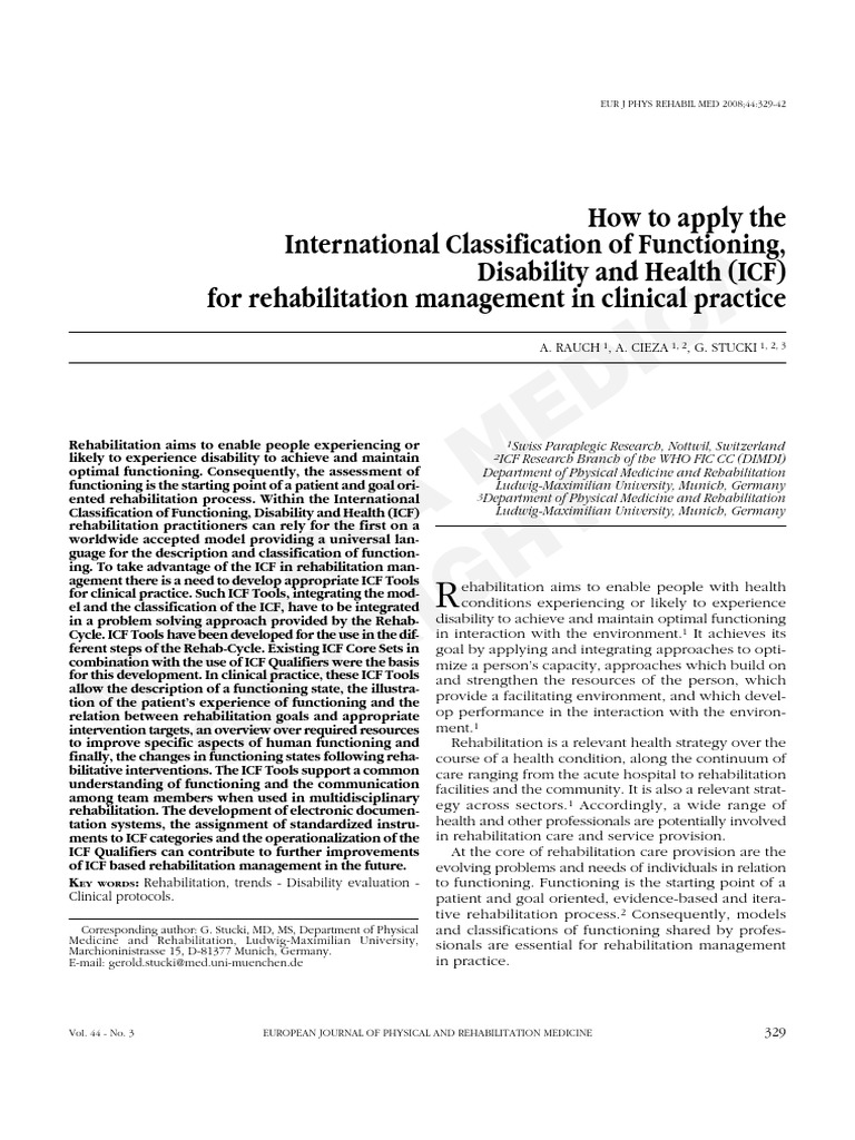 How To Apply ICF in Rehabilitation PDF | PDF | Physical Therapy ...