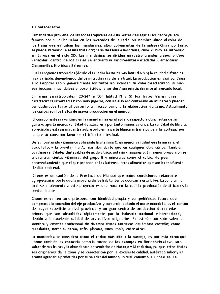 Proyecto Mandarina | PDF | Naranja) | Comida y bebida