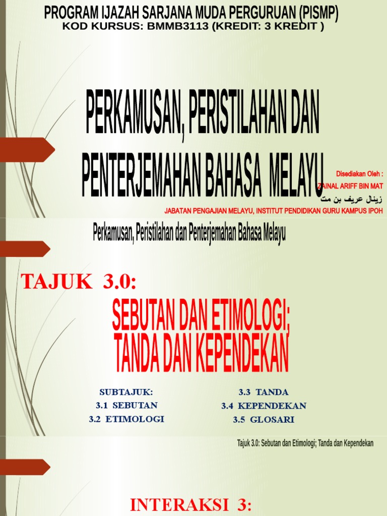Etimologi dan Sebutan Bahasa Melayu | PDF | Karier & Perkembangan ...