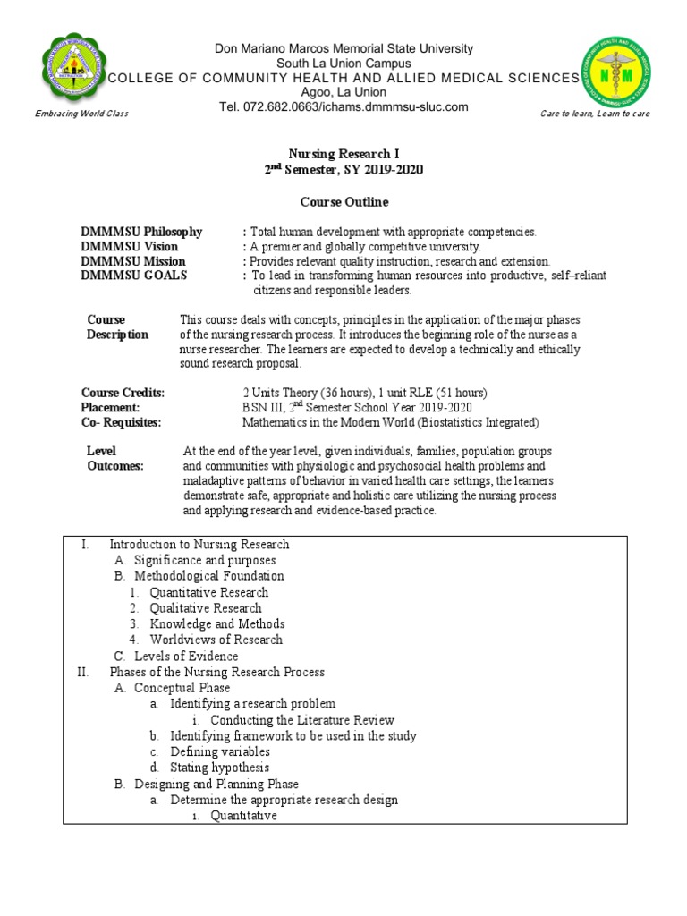 Nursing Research Course Outline PDF | PDF | Nursing | Qualitative Research