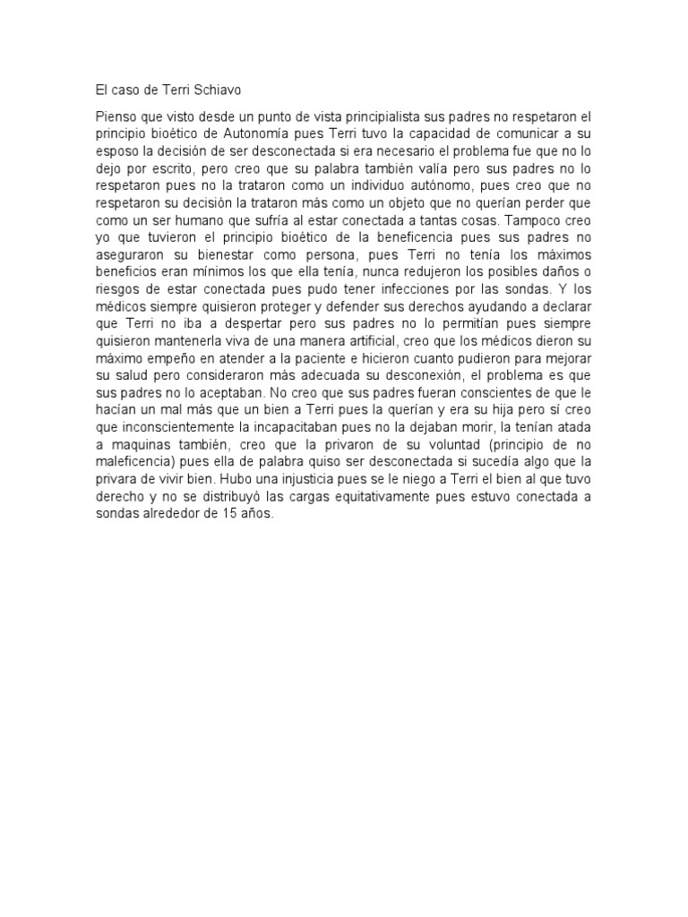 El Caso de Terri Schiavo-Bioetica | PDF | Relaciones personales ...