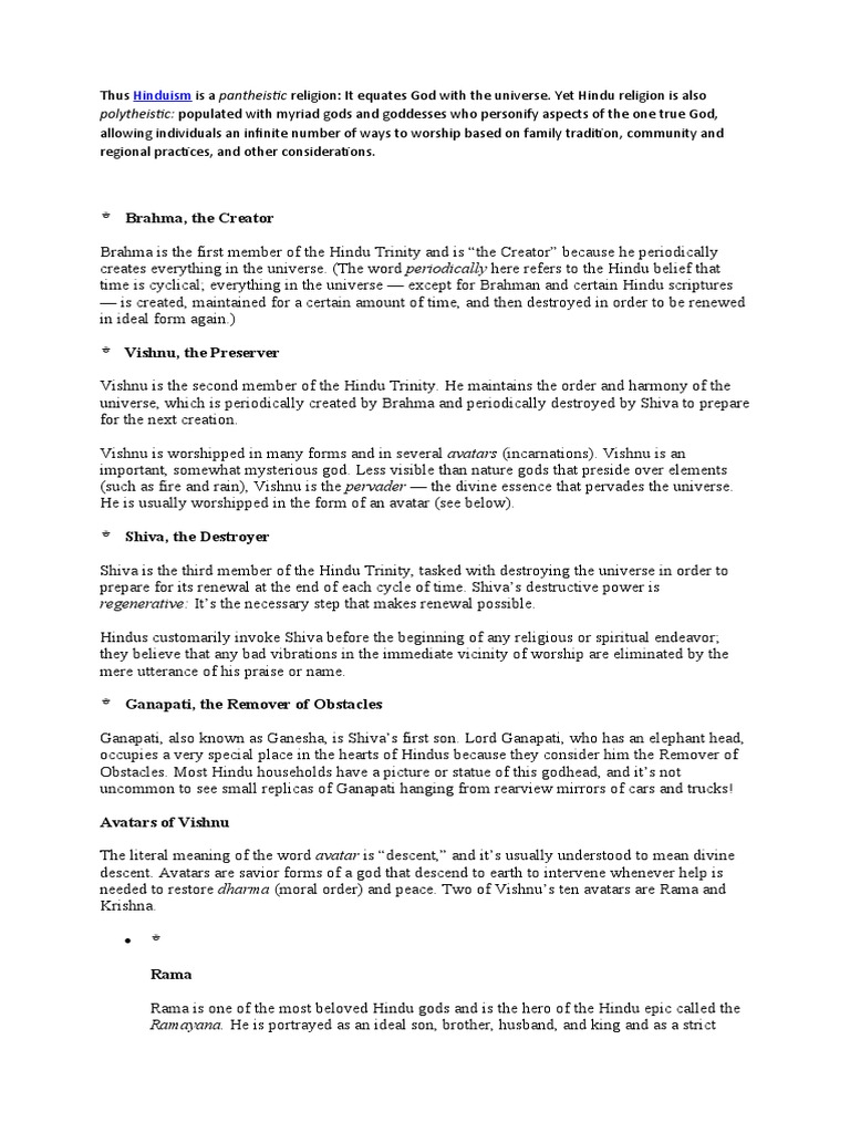 Hinduism: Polytheistic: Populated With Myriad Gods and Goddesses Who ...