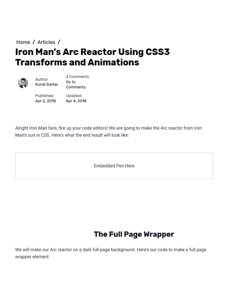 Iron Man's Arc Reactor Using CSS3 Transforms and Animations - CSS-Tricks PDF | PDF | Cascading ...