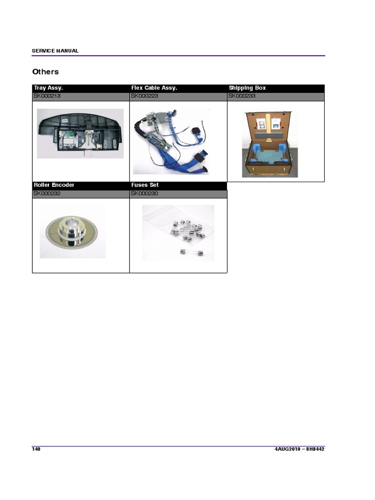 Others: Tray Assy. Flex Cable Assy. Shipping Box | PDF