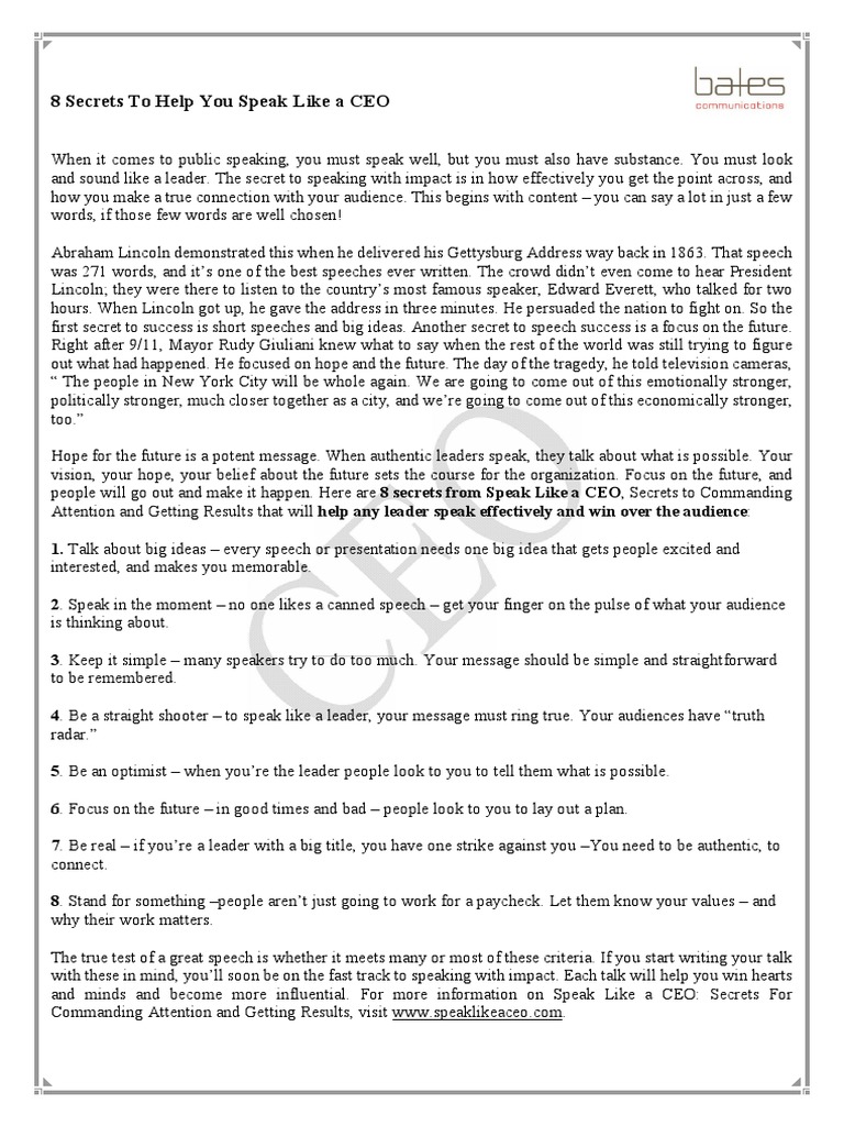 Speak Like A CEO | PDF | Abraham Lincoln