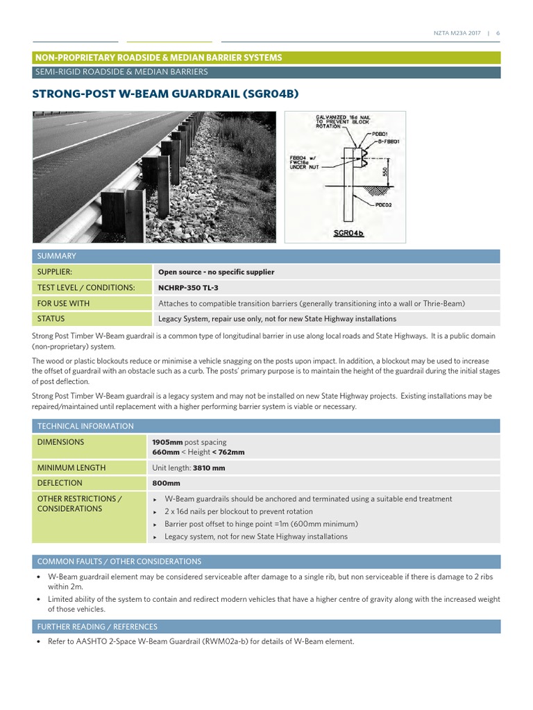 Strong-Post W-Beam Guardrail (Sgr04B) : Semi-Rigid Roadside & Median ...