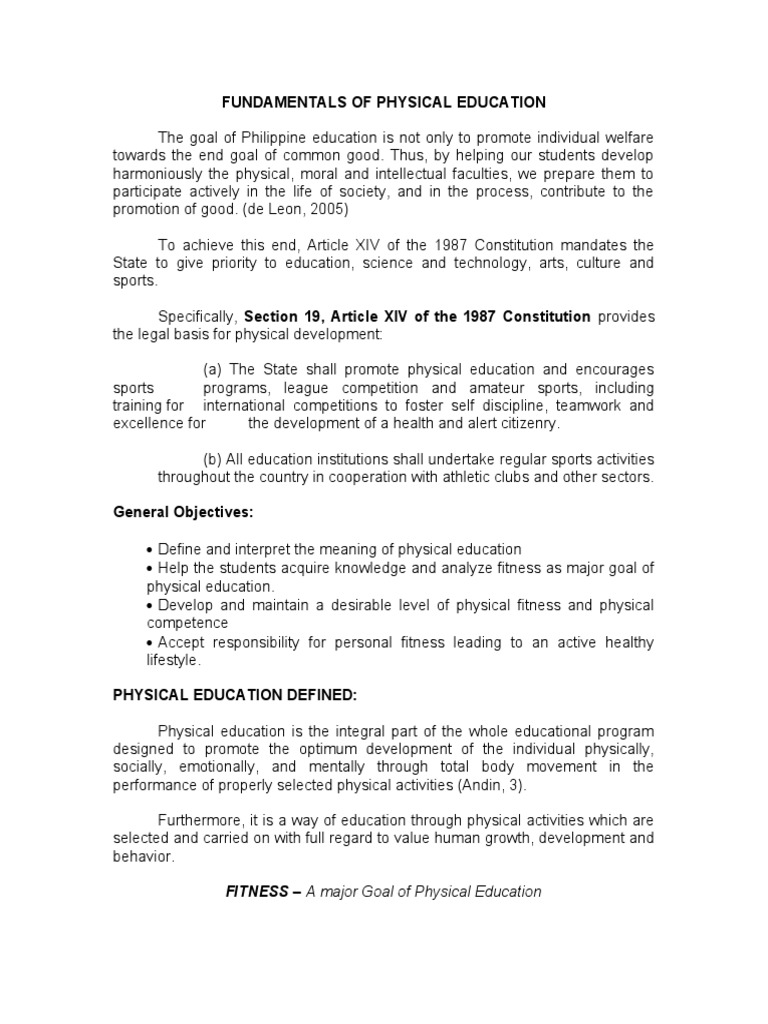 Fundamentals of Pe | Download Free PDF | Physical Education ...