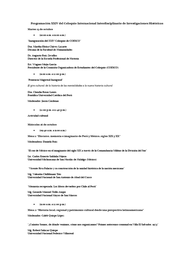 Programación Coesco Última Versión | PDF | Perú | México