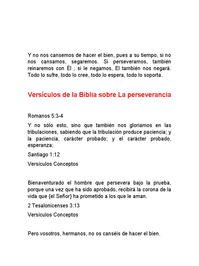 Versículos Bíblicos sobre Perseverancia | PDF | Paciencia | Oración