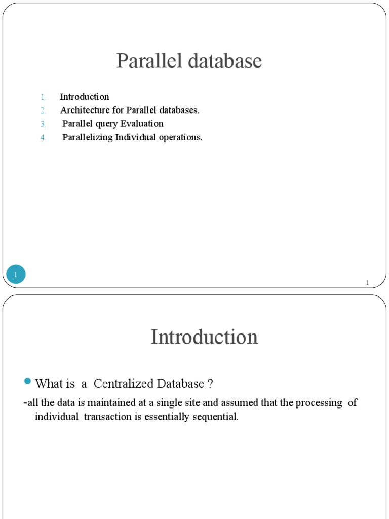 Parallel Database: Architecture For Parallel Databases. Parallel Query ...