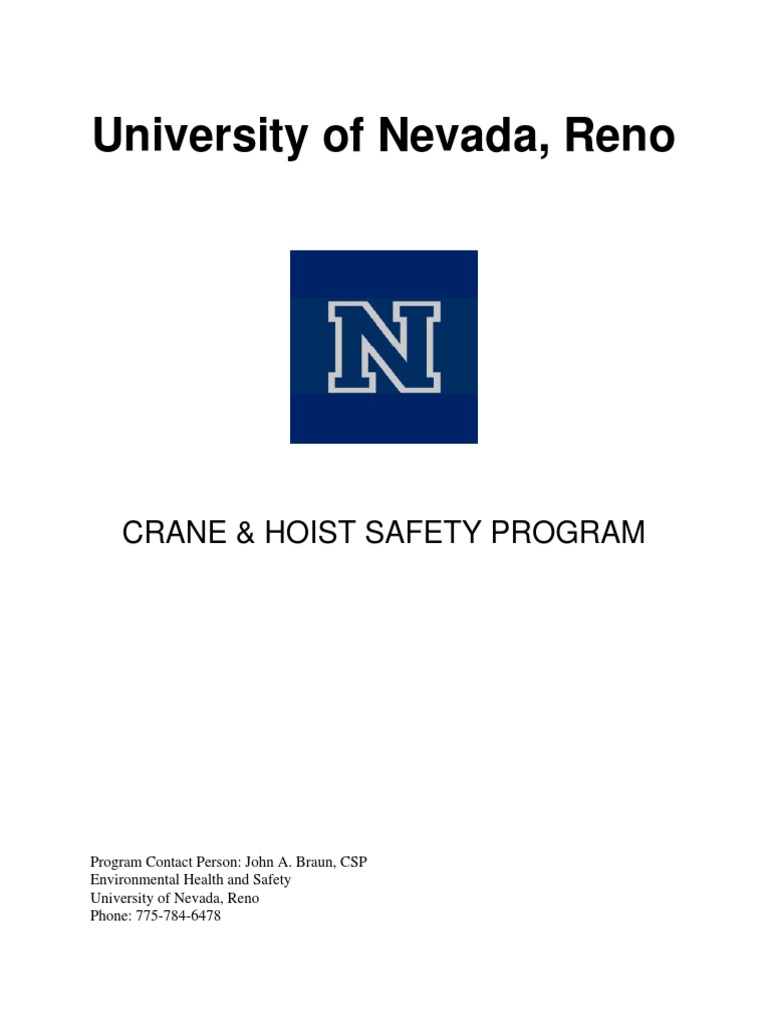 University of Nevada, Reno: Crane & Hoist Safety Program | PDF | Crane ...