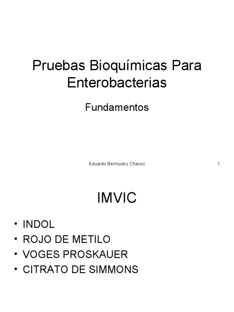Pruebas Bioquímicas para Enterobacterias | PDF | Compuestos orgánicos | Bioquímica