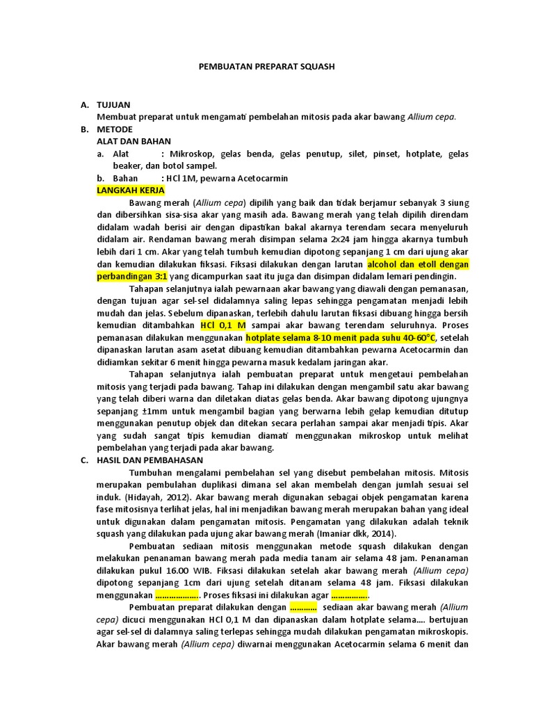 Preparat Squash untuk Mitosis Akar Bawang | PDF | Griya & Taman