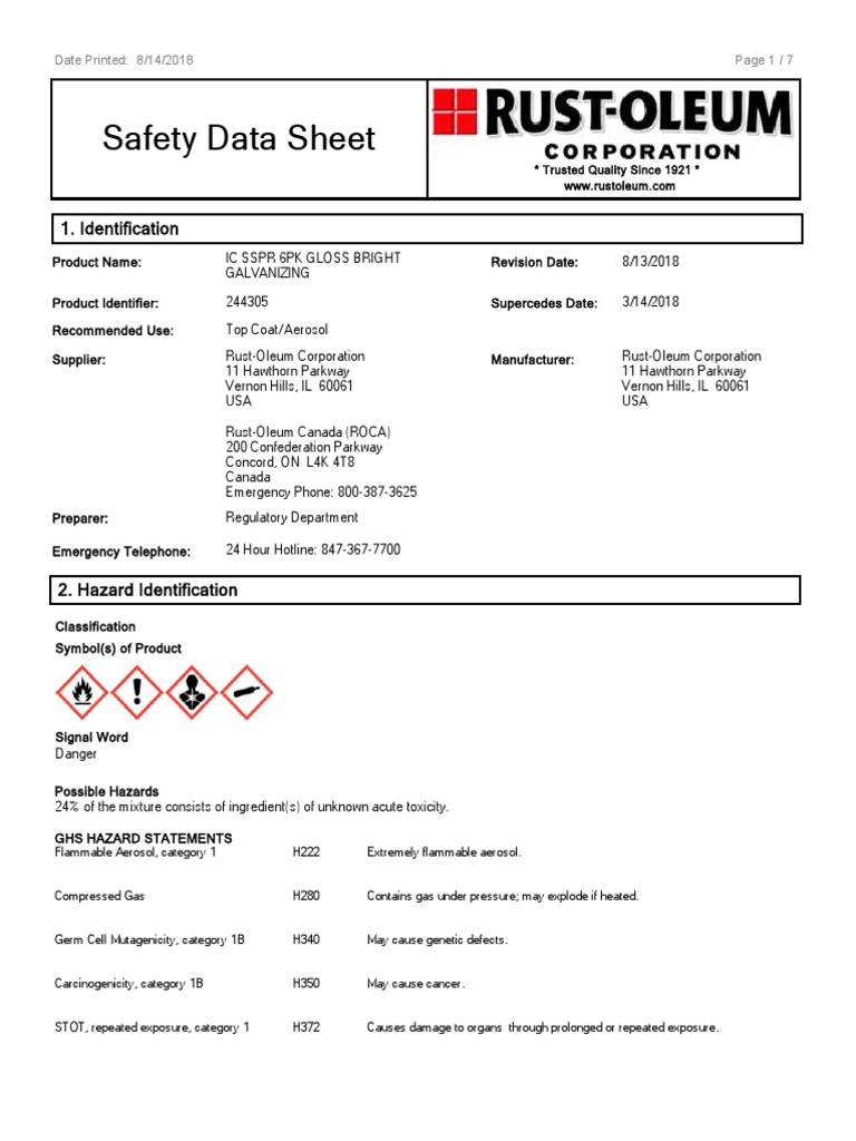 Safety Data Sheet: 1. Identification | PDF | Firefighting | Explosion